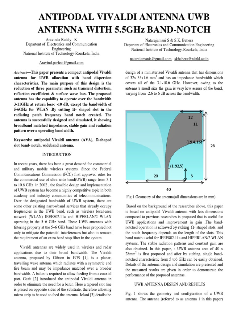 Antipodal Vivaldi Antenna Uwb Antenna With 5.5Ghz Band-Notch ...