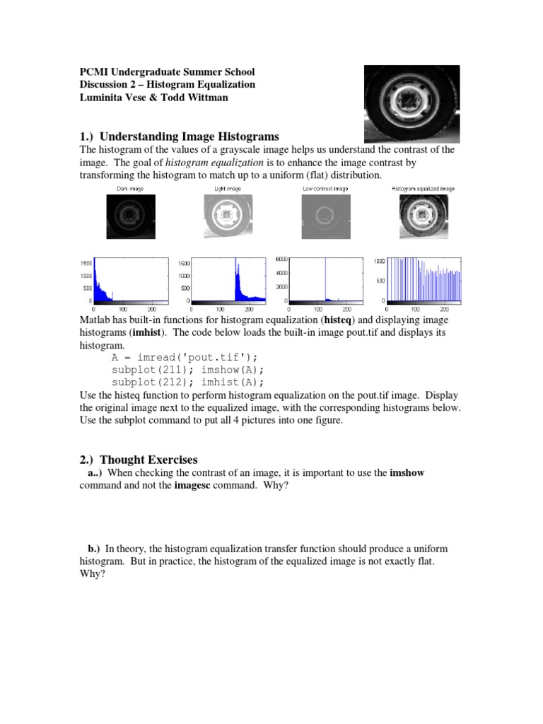 1.) Understanding Image Histograms | PDF | Filter (Signal Processing) | Matrix (Mathematics)