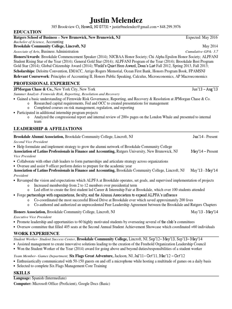 Melendez Justin Resume | PDF | Leadership | Students