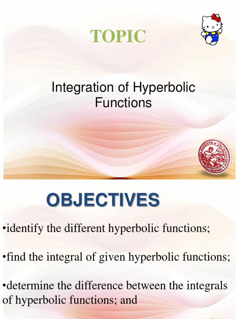 Lesson 9 Integration of Hyperbolic Functions | PDF | Lie Groups | Trigonometric Functions
