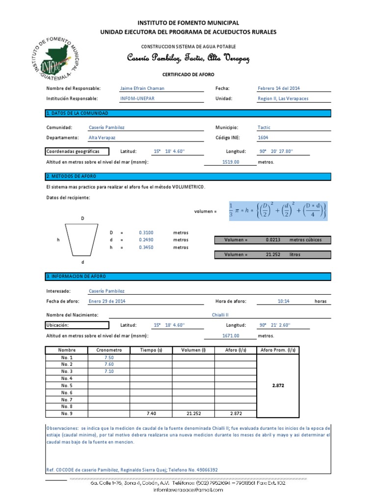 Formato de Certificado de Aforo | PDF