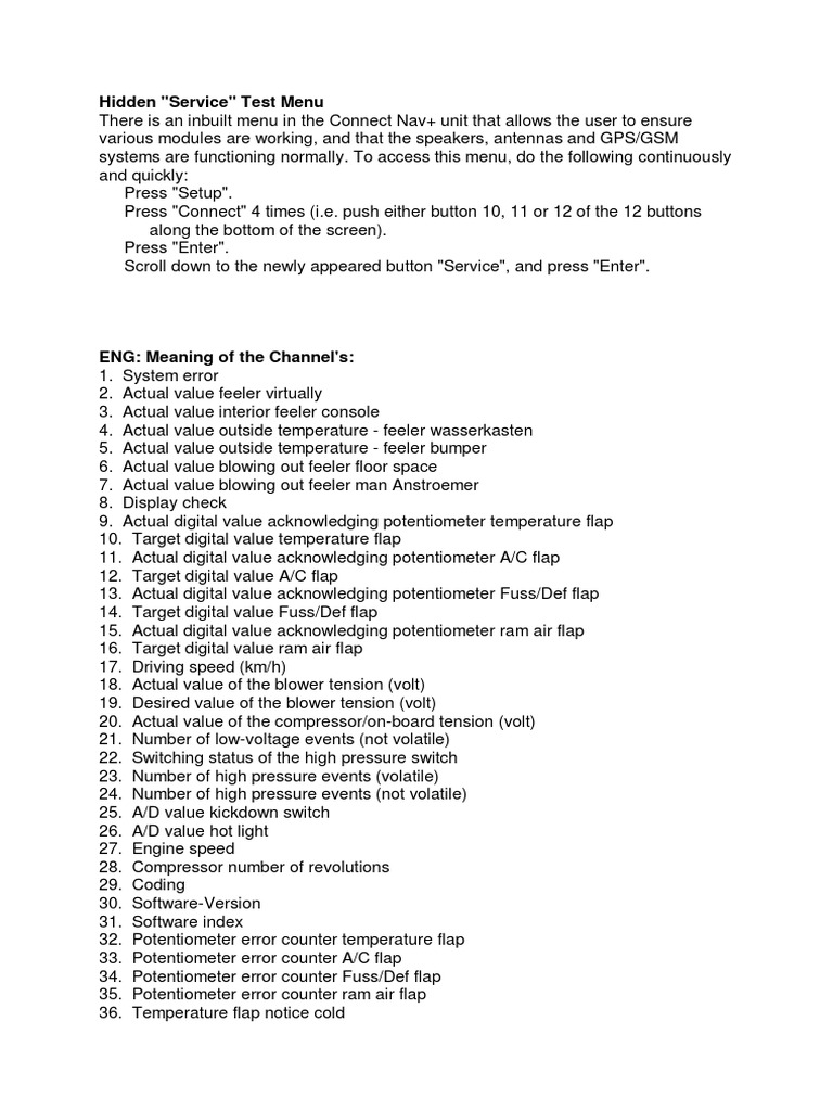 Hidden "Service" Test Menu | PDF