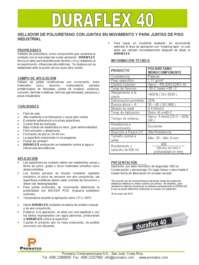 Duraflex 40 | PDF | El hombre hace Materiales | Química