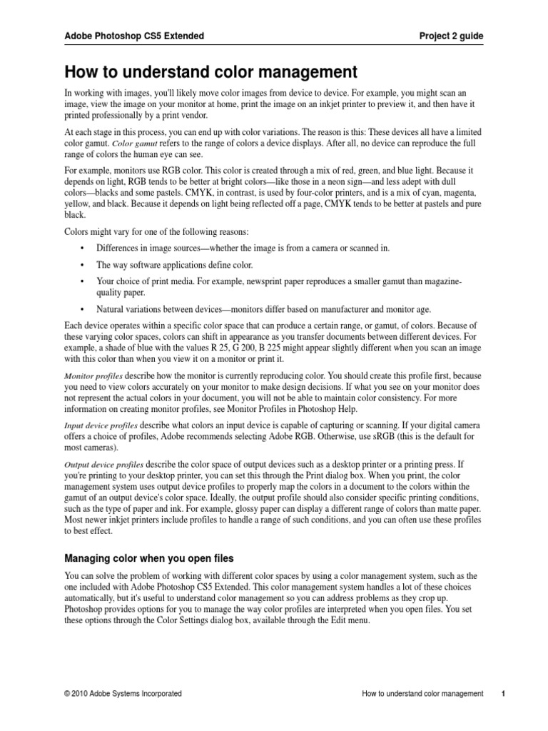 Project 2.2 How To Color Management | Download Free PDF | Rgb Color ...