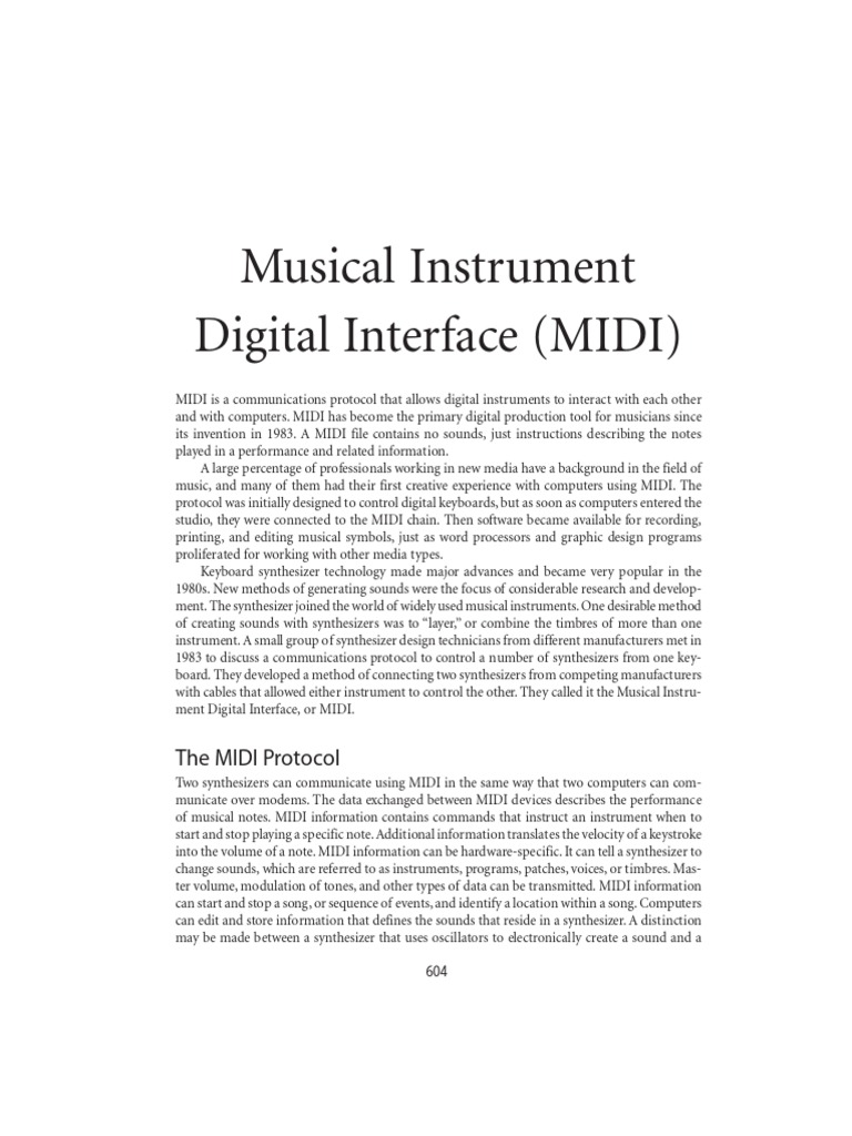 Musical Instrument Digital Interface (MIDI) | PDF | Computers ...