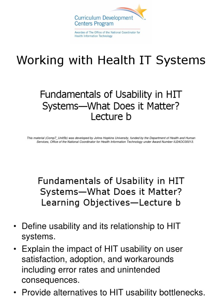 07 - Working With Health IT Systems - Unit 5 - Fundamentals of ...