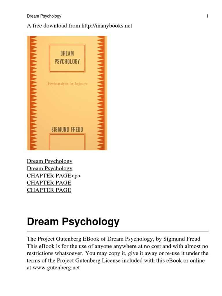 Dream - Psychology by Sigmund Freud | PDF