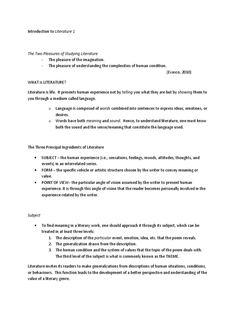 General Introduction To Literature | PDF | Genre | Narration