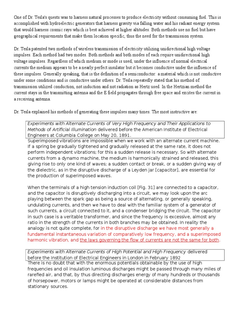 Tesla'S Magnifying Transmitter | PDF | Inductor | Nikola Tesla