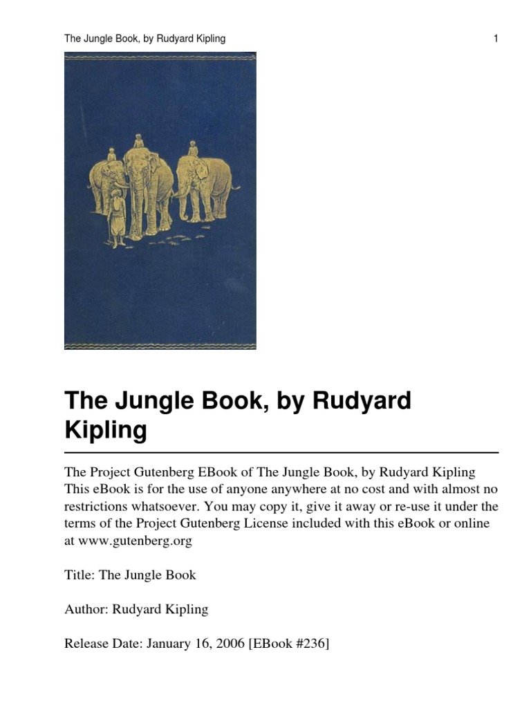 The Jungle Book, by Rudyard Kipling 1 | PDF | Bagheera | Baloo