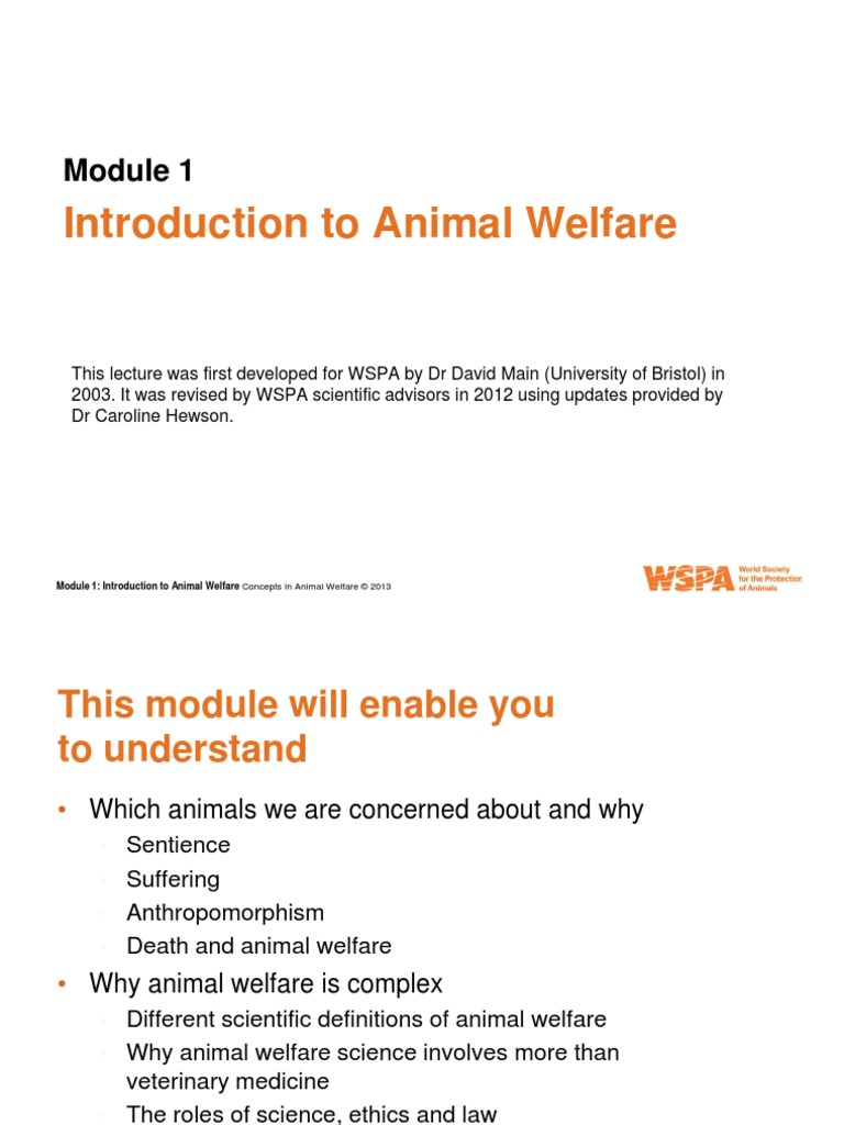 M1 P Introduction To Animal Welfare | PDF | Animal Welfare | Applied Ethics