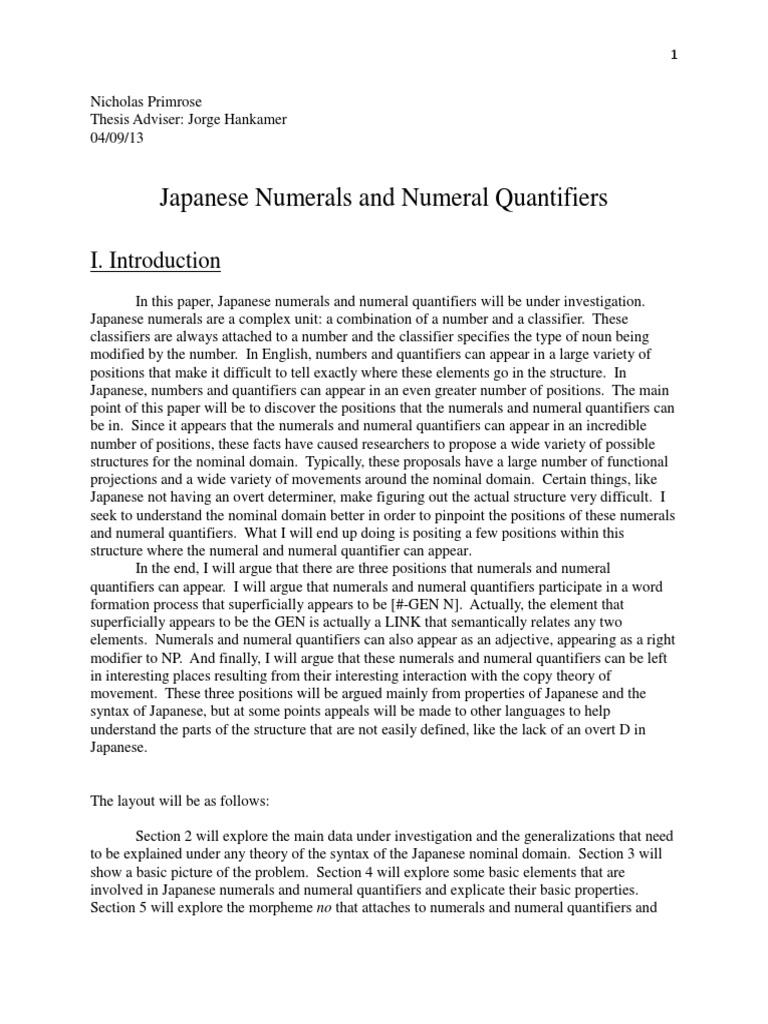 Japanese Numerals and Numeral Quantifiers | PDF | Japanese Language | Rules