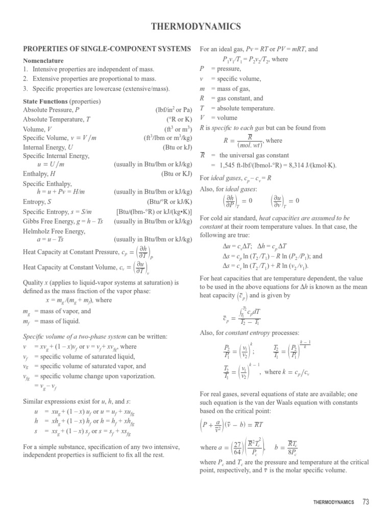 Fe Thermodynamics Reference Handbook1 | PDF