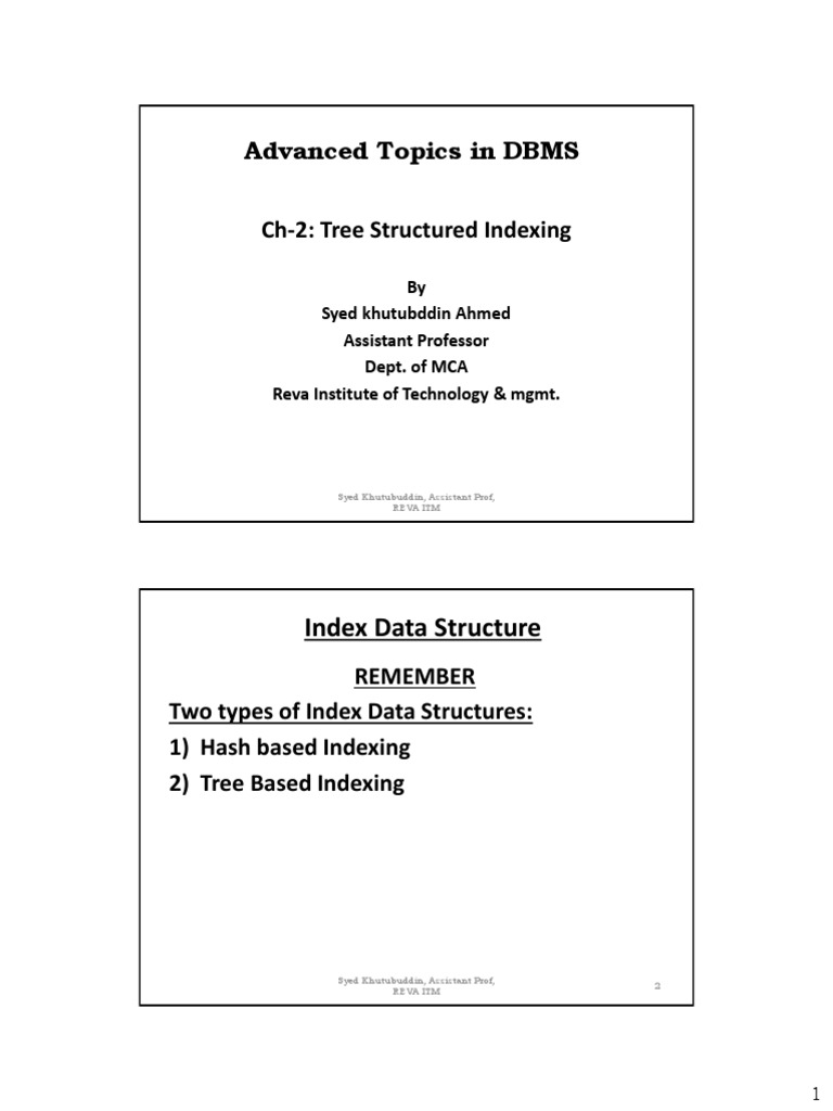 CH-2 ADBMS-Tree Structured Indexing | Download Free PDF | Database Index | Areas Of Computer Science