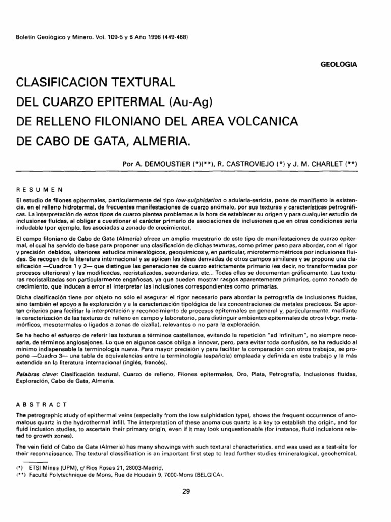 Clasificación Textural del Cuarzo Epitermal | PDF | Cristal | Roca clástica