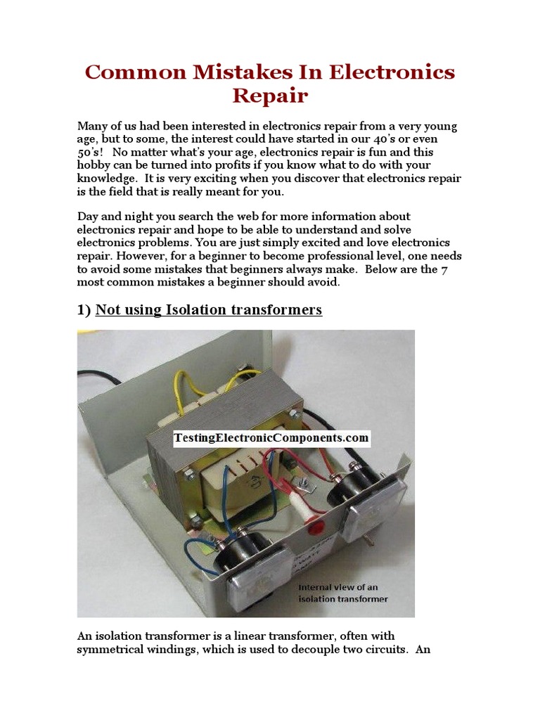 Common Mistakes in Electronics Repair | PDF | Transformer | Electronics