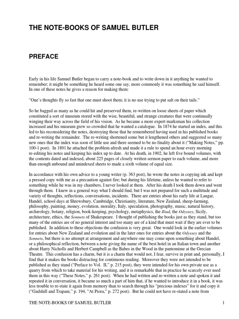 The Note-Books of Samuel Butler by Butler, Samuel, 1835-1902 | PDF ...