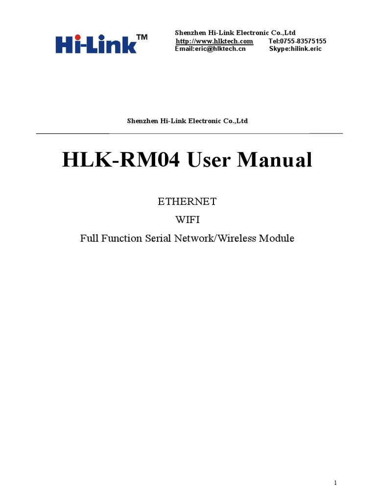HLK-RM04 User Manual | PDF | Port (Computer Networking) | Wireless Lan