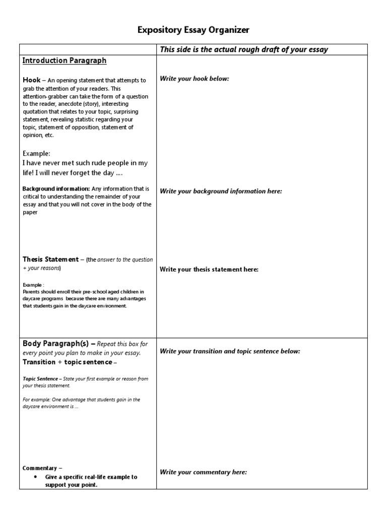 Expository Essay Organizer | PDF | Essays | Thesis