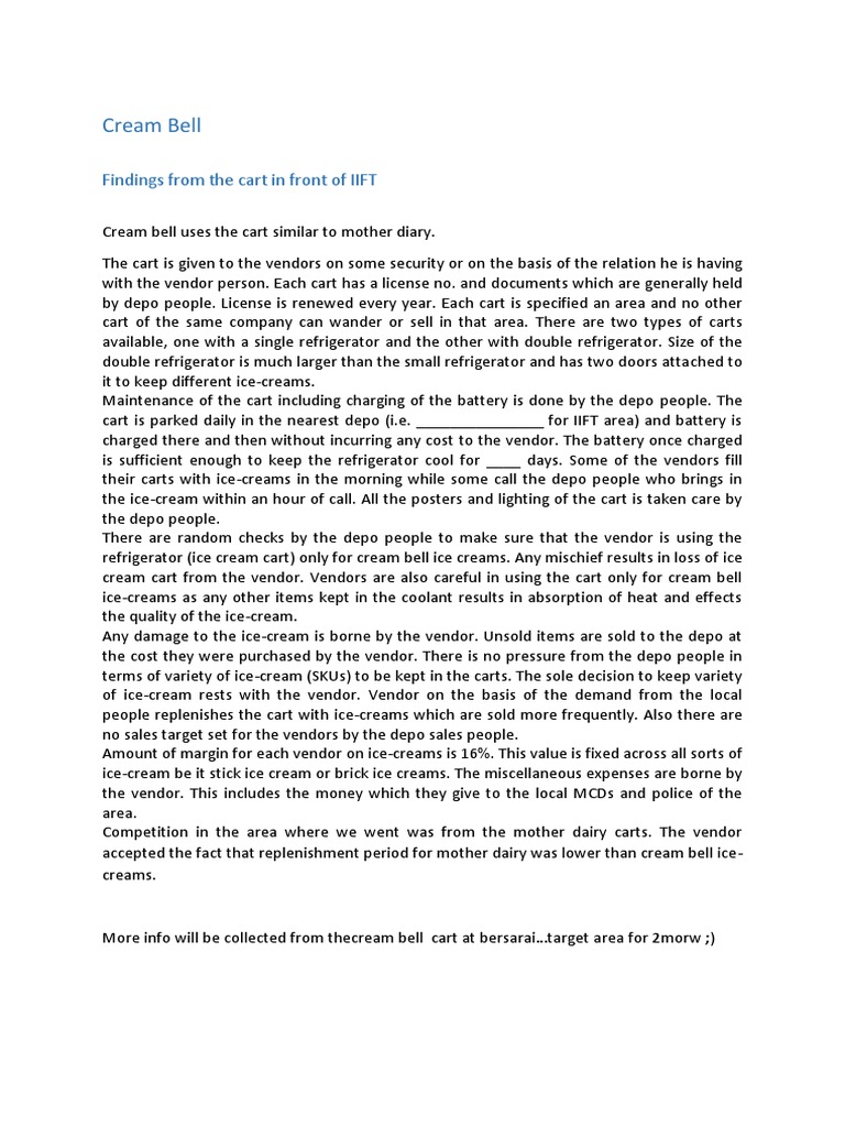 Cream Bell | PDF | Ice Cream | Refrigerator