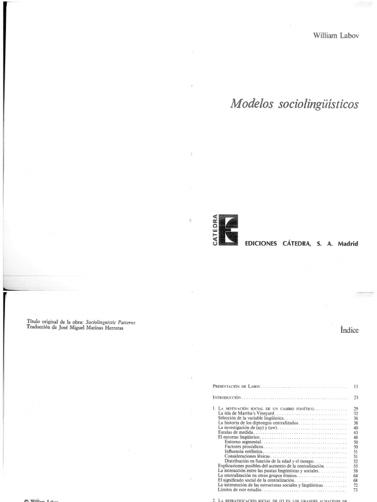William Labov Modelos Sociolinguisticos | PDF