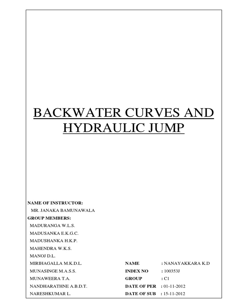 Backwater Curves & Hydraulic Jump | PDF | Mechanics | Fluid Dynamics