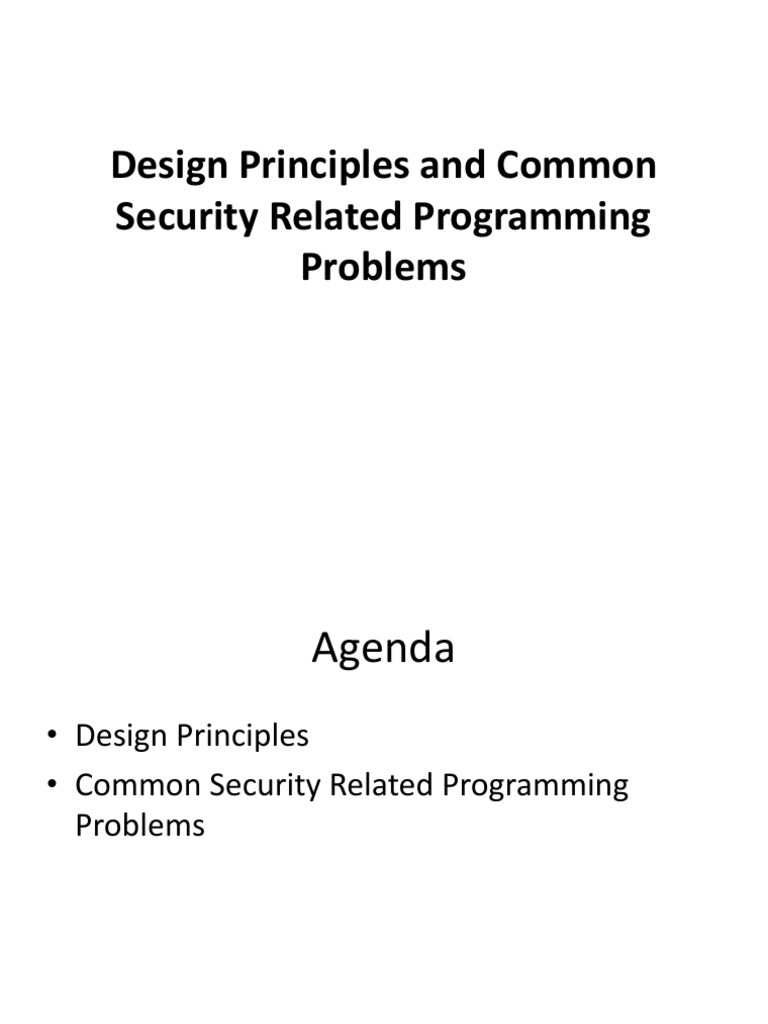 Design Principles and Common Security Related Programming Problems | Download Free PDF ...