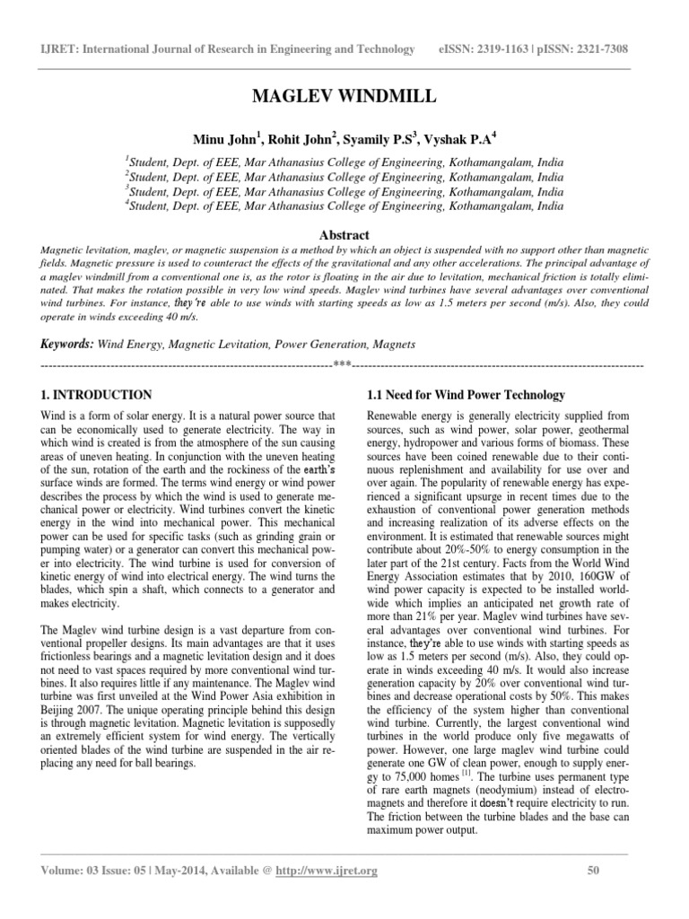 Maglev Windmill | PDF | Wind Power | Wind Turbine
