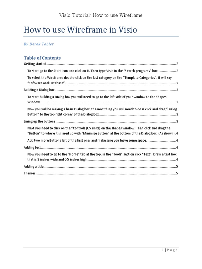 Visio Tutorial: How To Use Wireframe | PDF | Button (Computing) | Dialog Box