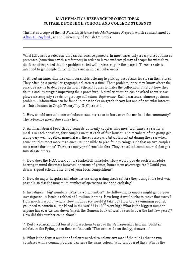 Math Research Project Ideas | Pi | Mathematical Proof