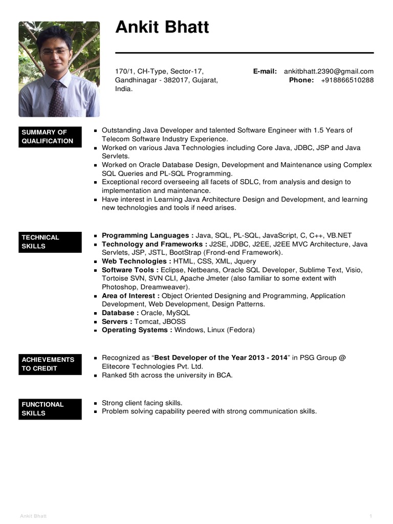 Ankit Bhatt Resume | PDF | Java Server Pages | Java (Programming Language)