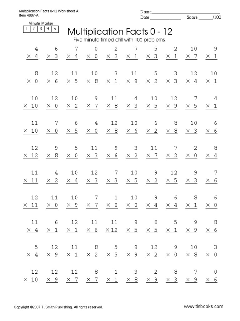Math Multiplication Table Facts | PDF | Arithmetic | Multiplication