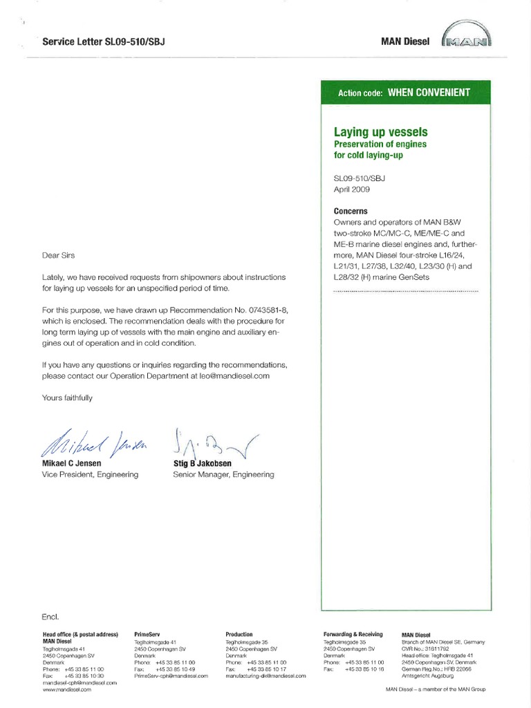 Man B&W Serv LTR Sl09-510-Sb-j | PDF | Cylinder (Engine) | Internal ...