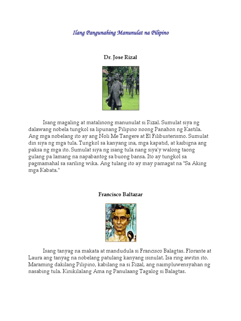 Dakilang Pilipinong Manunulat | PDF