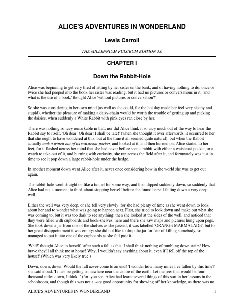 Alice's Adventures in WonderlandHTML Edition by Carroll, Lewis, 1832 ...