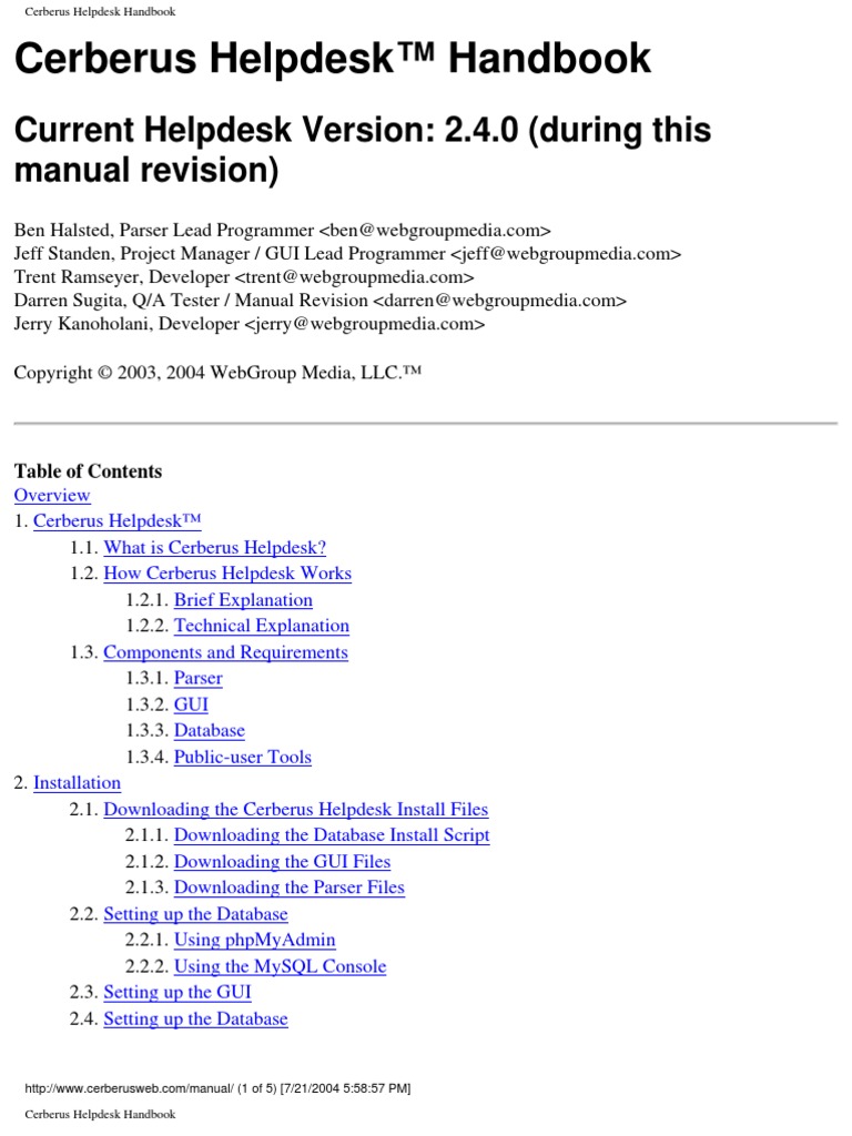 Cerberusmanual | PDF | Command Line Interface | Databases