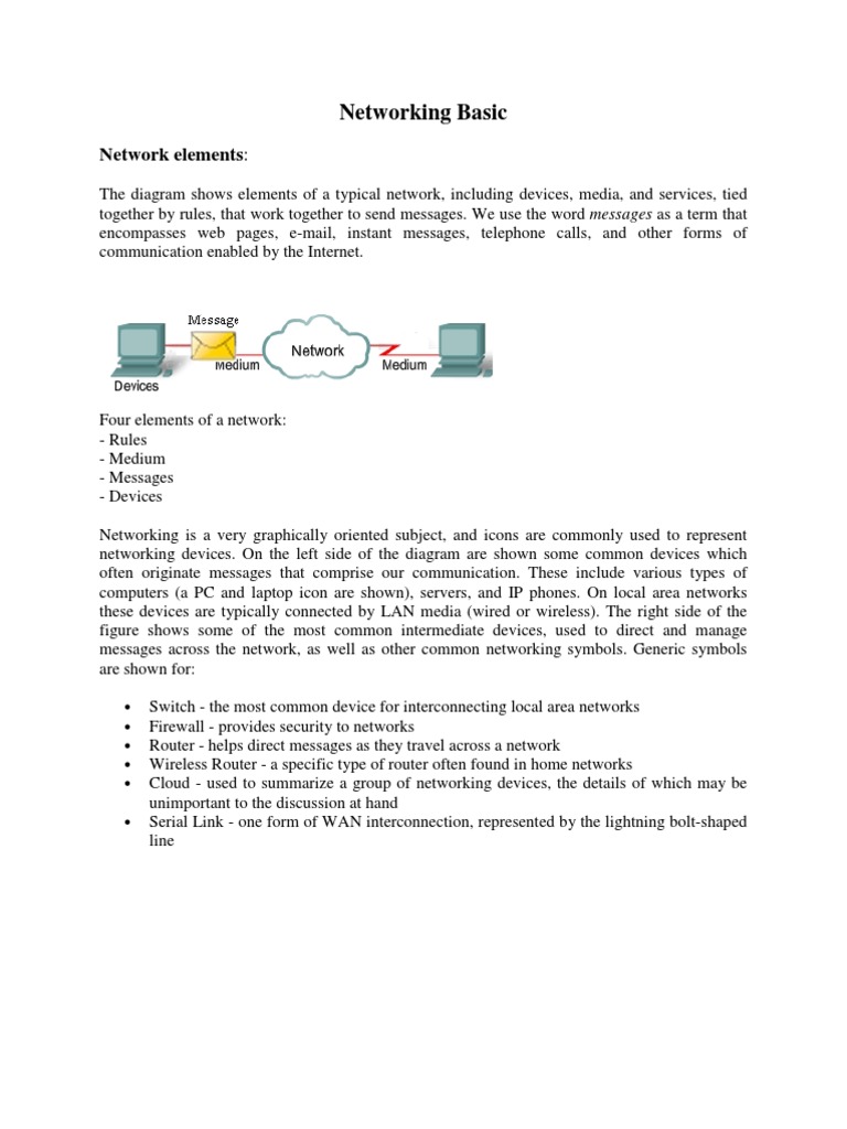 Networking Basic: Network Elements | PDF | Transmission Medium ...