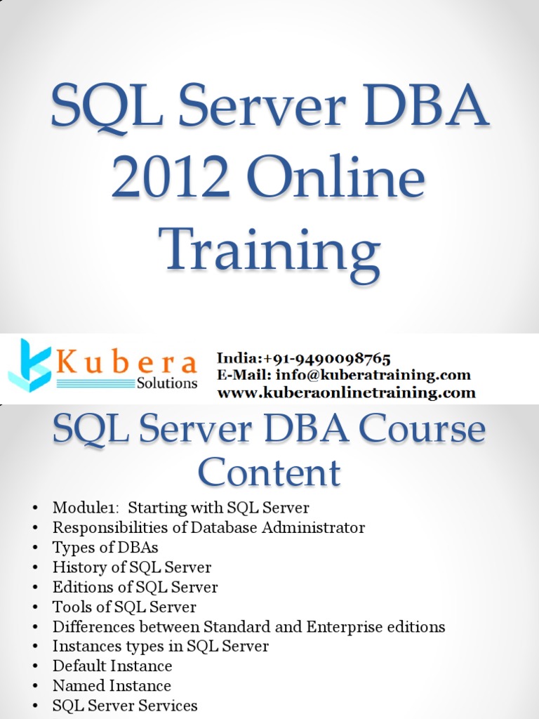 SQL Server DBA Online Training in USA, UK, Canada, Australia | PDF ...