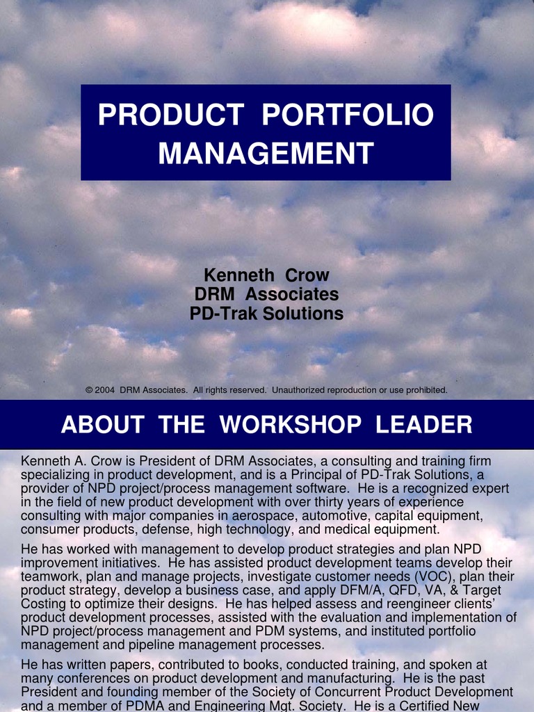 Product Portfolio Management: Kenneth Crow DRM Associates PD-Trak ...