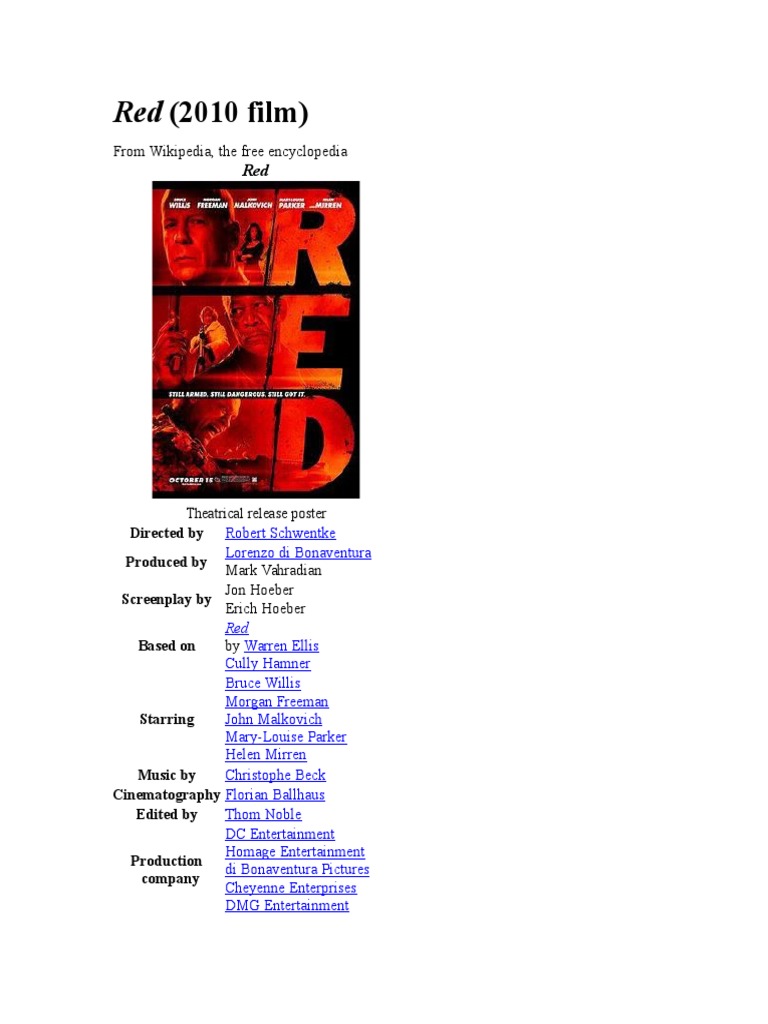 Red (2010 Film) : From Wikipedia, The Free Encyclopedia | PDF | Leisure