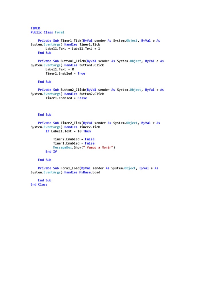 Form1 Object Eventargs: Timer | Download Free PDF | System Software | Graphical User Interfaces