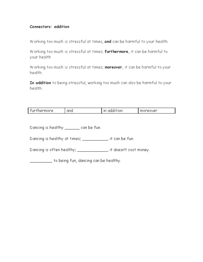 Connectors Addition | PDF | Self-Improvement | Lifestyle