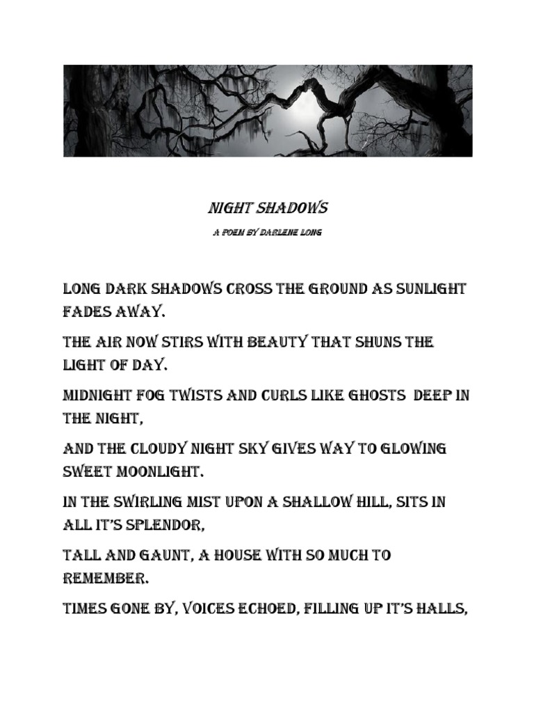 Night Shadows: A Poem by Darlene Long | PDF