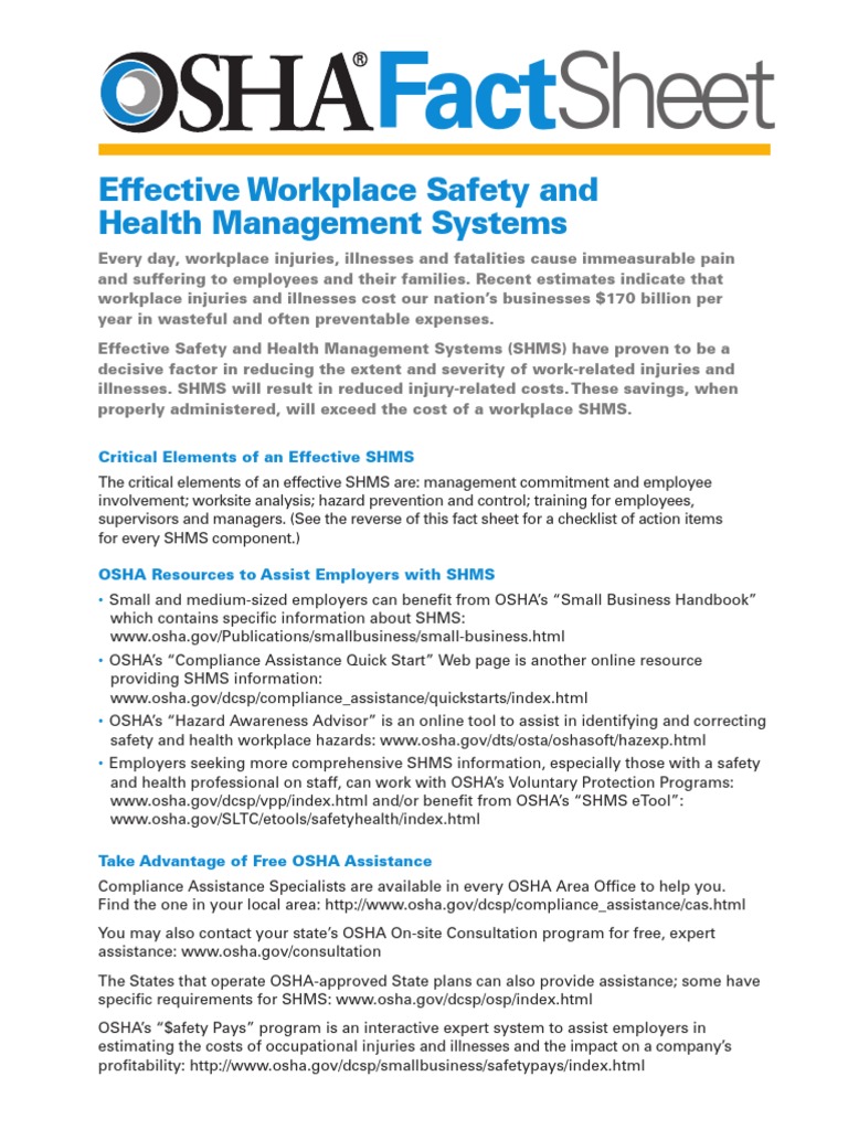 Effective SHMS Elements & OSHA Resources | PDF | Occupational Safety ...