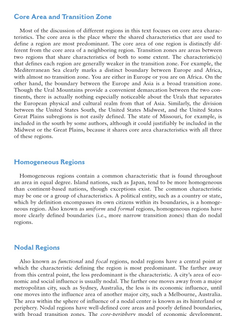Core Area and Transition Zone: 14 World Geography of Travel and Tourism ...
