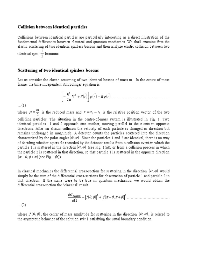 Collision Between Identical Particles | PDF | Cross Section (Physics ...
