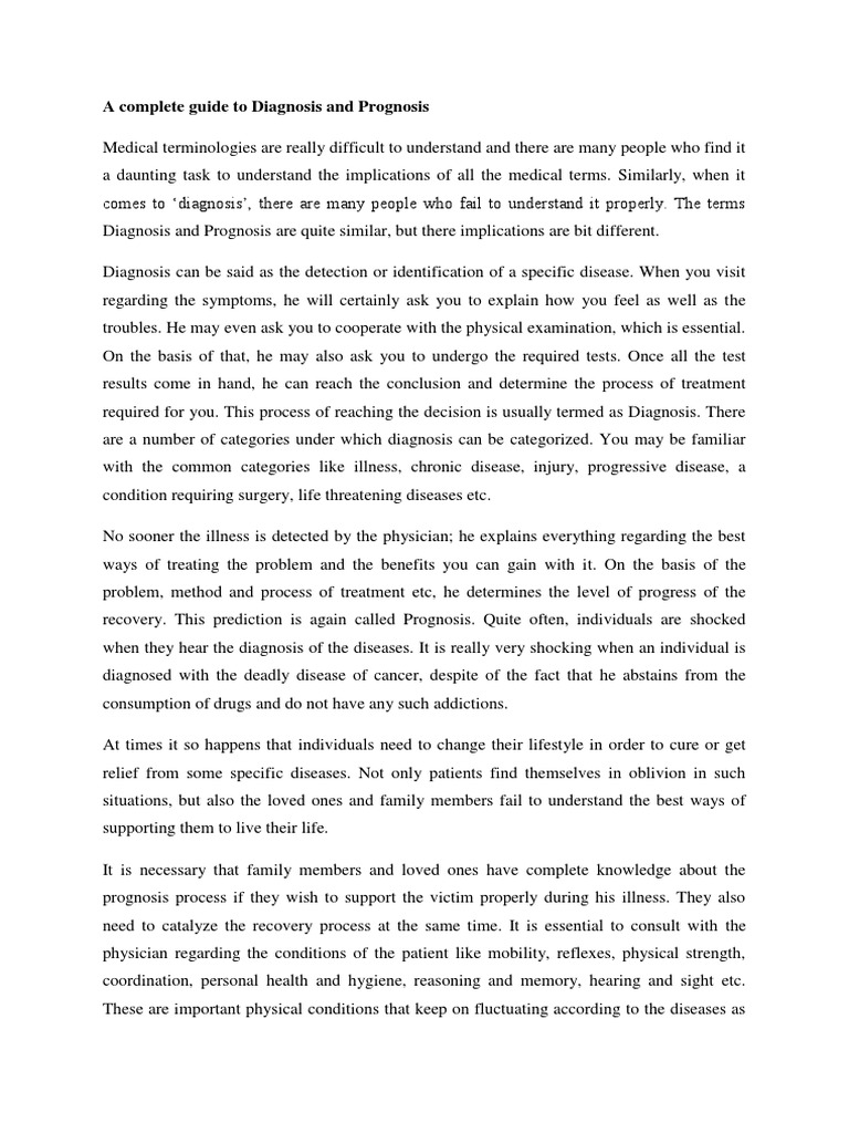 Diagnosis & Prognosis | PDF | Medical Diagnosis | Epidemiology