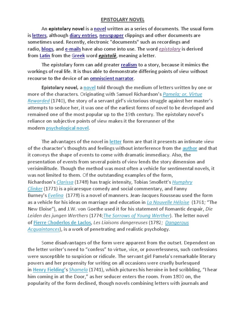 Epistolary Novel | Fiction Forms | Epistolary Novels