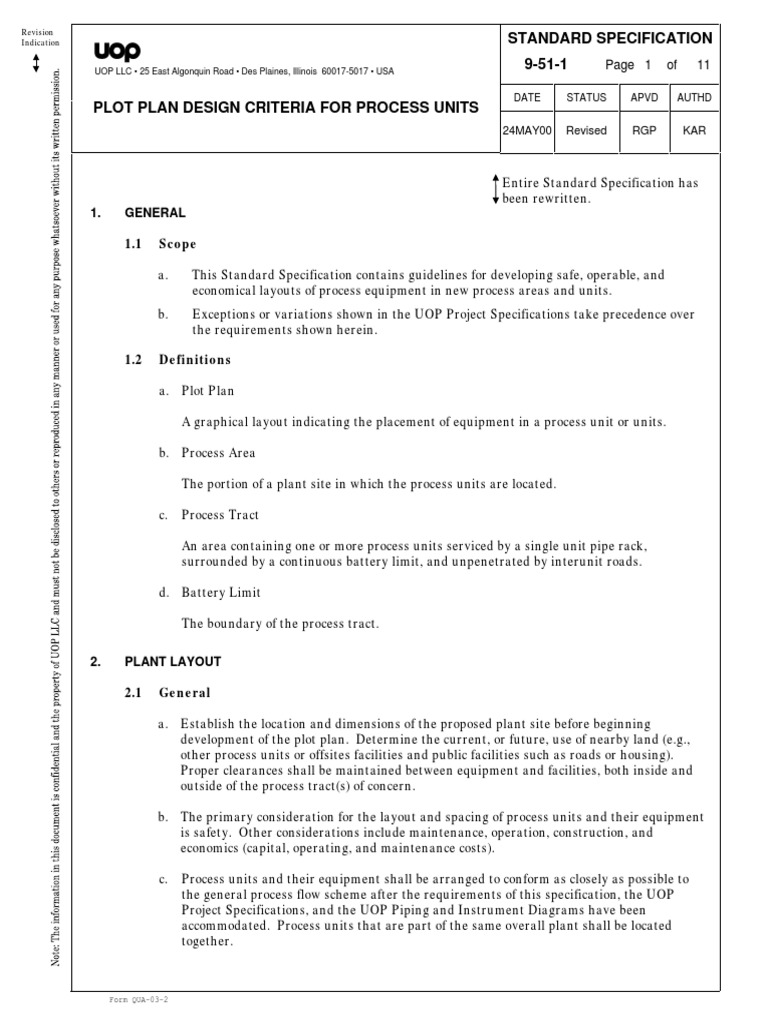 Plot Plan Design Criteria For Process Units | PDF | Units Of ...