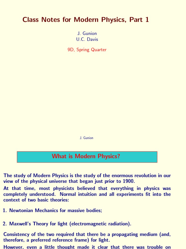Modern Physics: Special Relativity Insights | PDF | Special Relativity ...